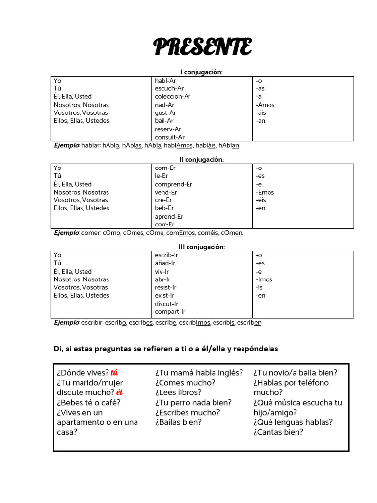 Conjugación de Verbos en Español | PDF