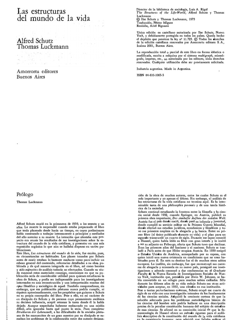 02 Alfred Schütz, Thomas Luckmann - Las Estructuras Del Mundo de La ...