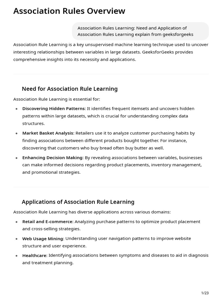 Association Rules Overview | PDF | Information Science | Cognitive Science