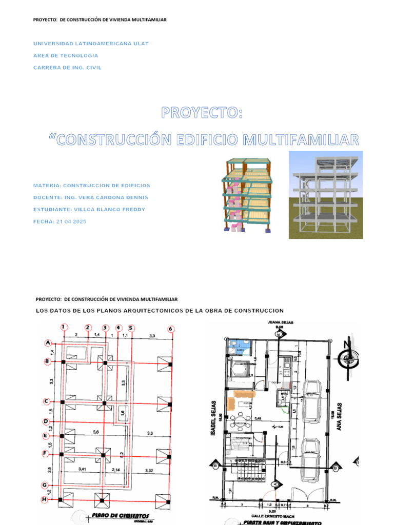 Proyecto: de Construcción de Vivienda Multifamiliar | PDF | Materiales | Material compuesto