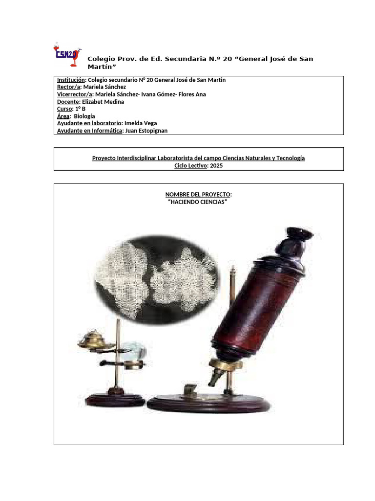 Practica 1° B. Corcho 2025 | PDF | Laboratorios | Microscopio