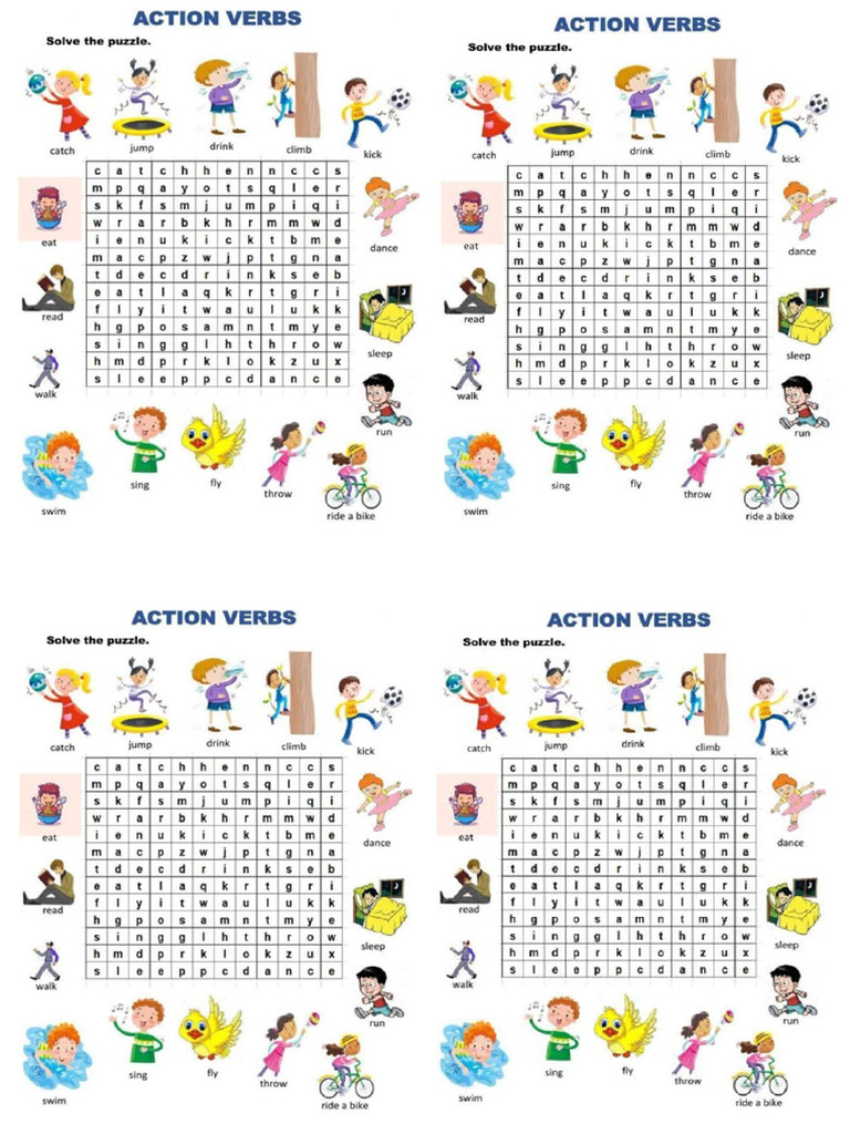 Action Verbs Word Search | PDF
