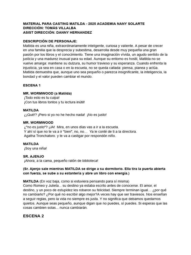 Escena Casting Matilda | PDF