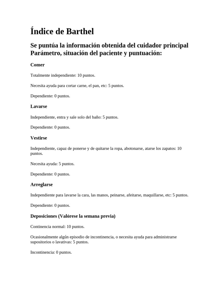 Indice de Barthel | PDF