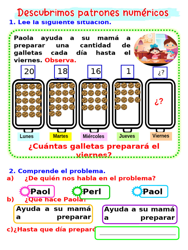Ejercicios de Patrones Numéricos para Niños | PDF
