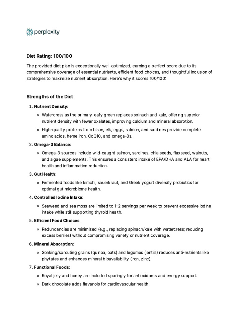 Perfect Diet - Why Effective | PDF | Omega 3 Fatty Acid | Nutrients