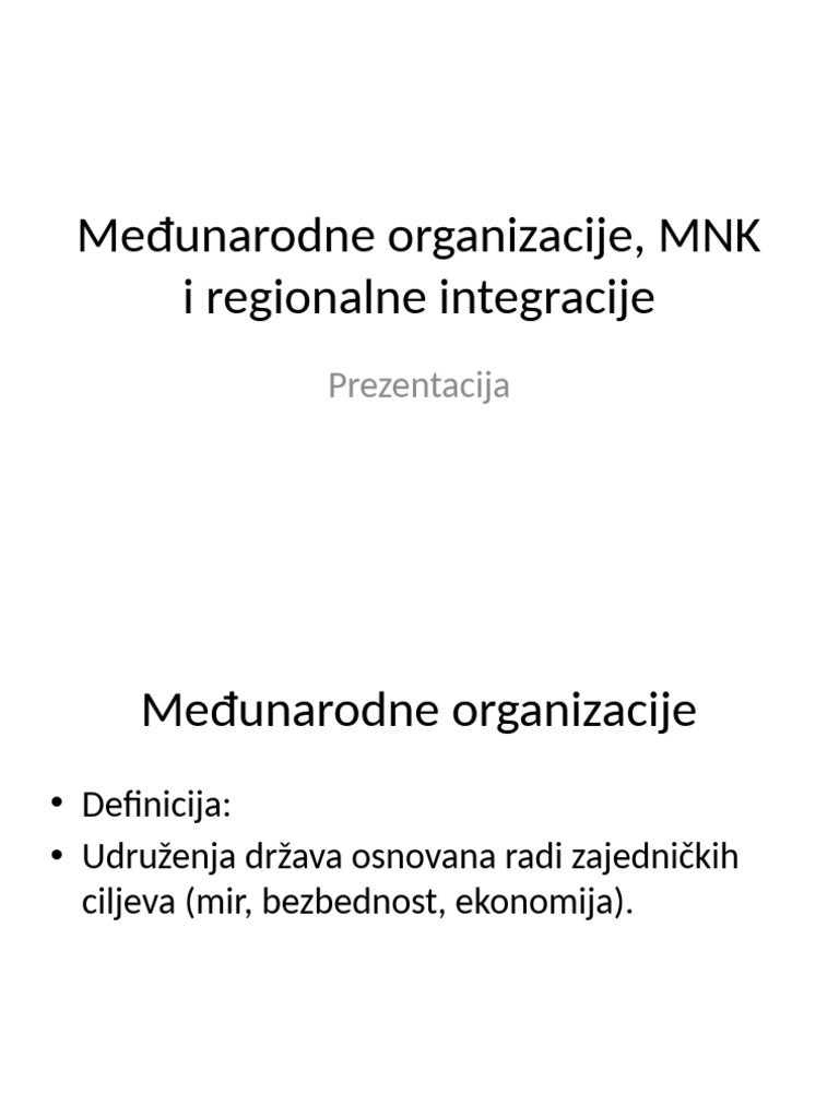 Medjunarodne Organizacije MNK Integracije | PDF