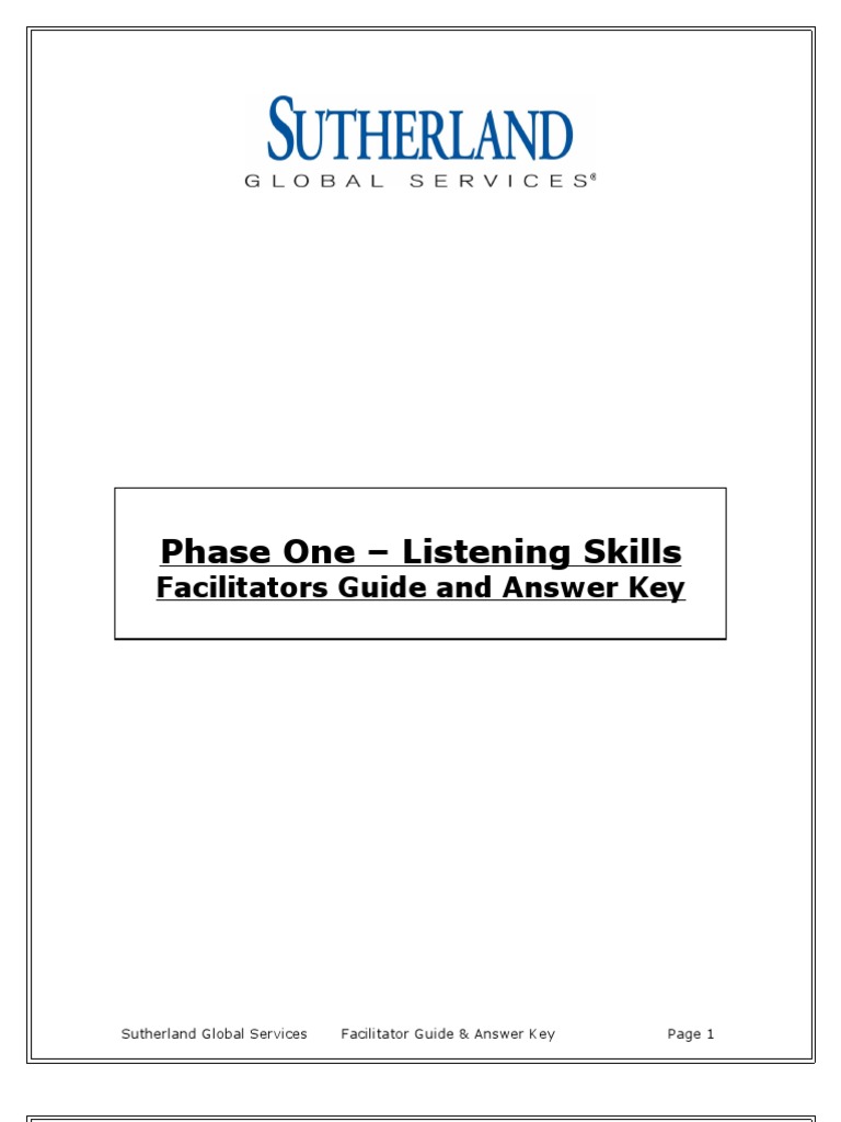 Phase One - Listening Skills: Facilitators Guide and Answer Key | PDF ...