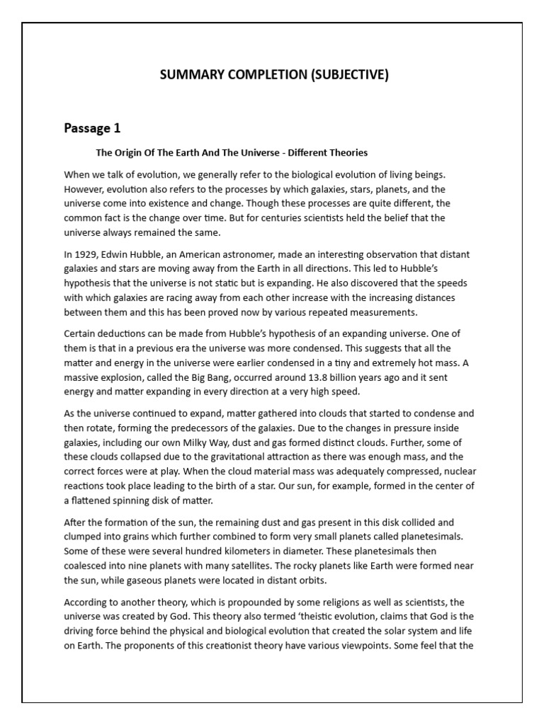 Summary Completion (Ielts 3.0) | PDF | Universe | Wisdom