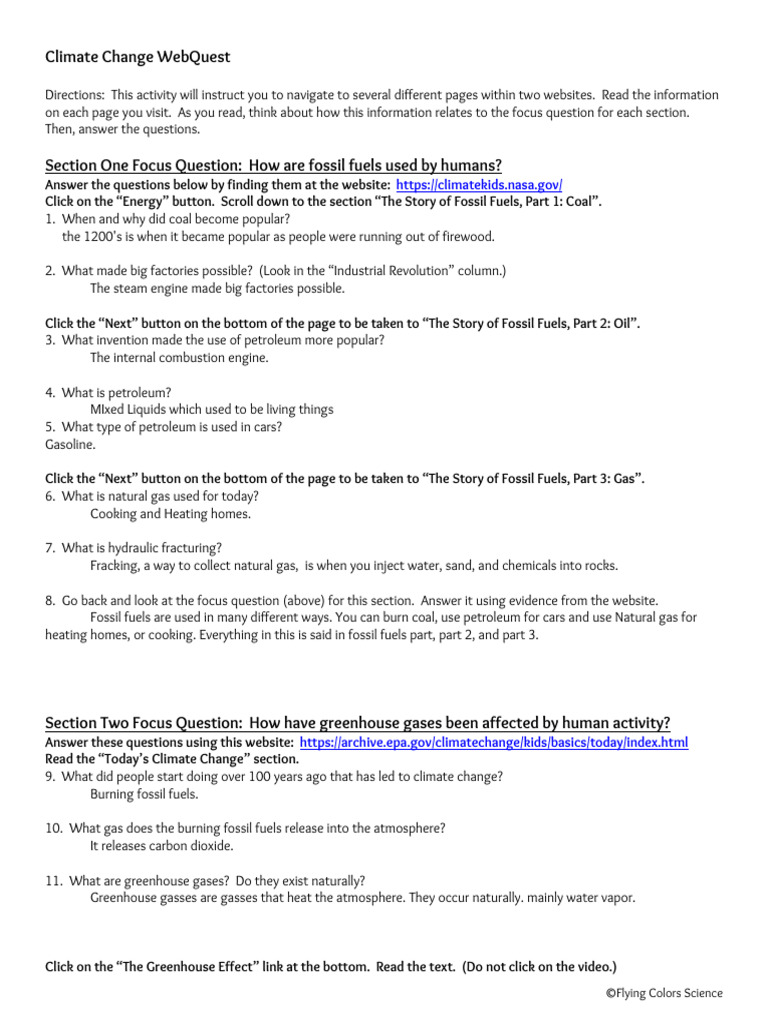 Emmalinn Eason - Climate Change Webquest | PDF | Greenhouse Gas ...