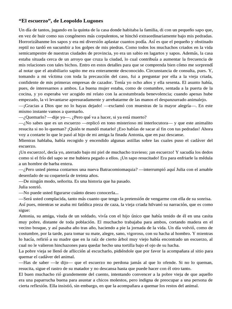 El escuerzo de Leopoldo Lugones | PDF