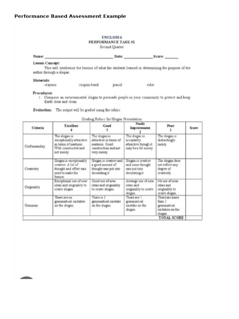 Traditional Assessment Examples | PDF