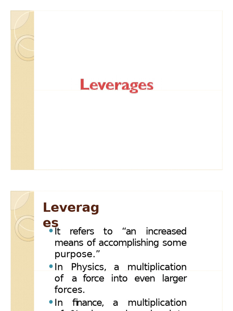Leverage and Types of Leverages | PDF | Capital Structure | Leverage (Finance)