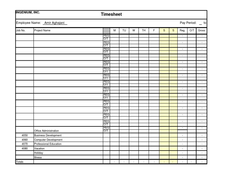 Timesheet AA | PDF