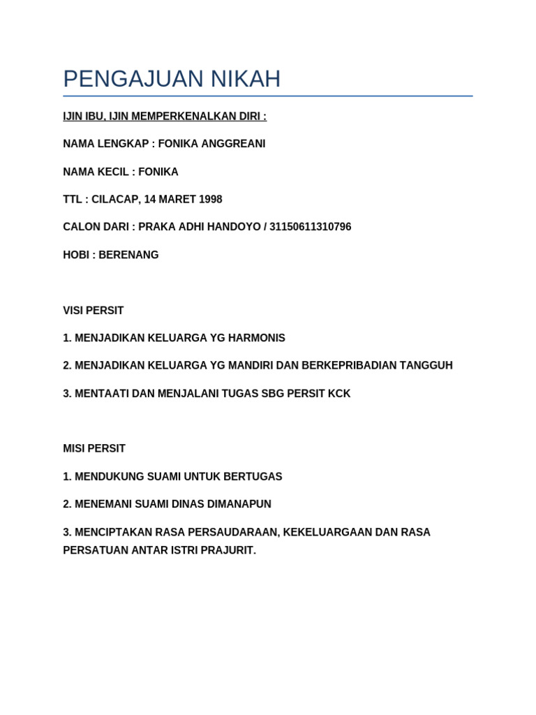 Hapalan Pengajuan Nikah Terbaru 3 | PDF