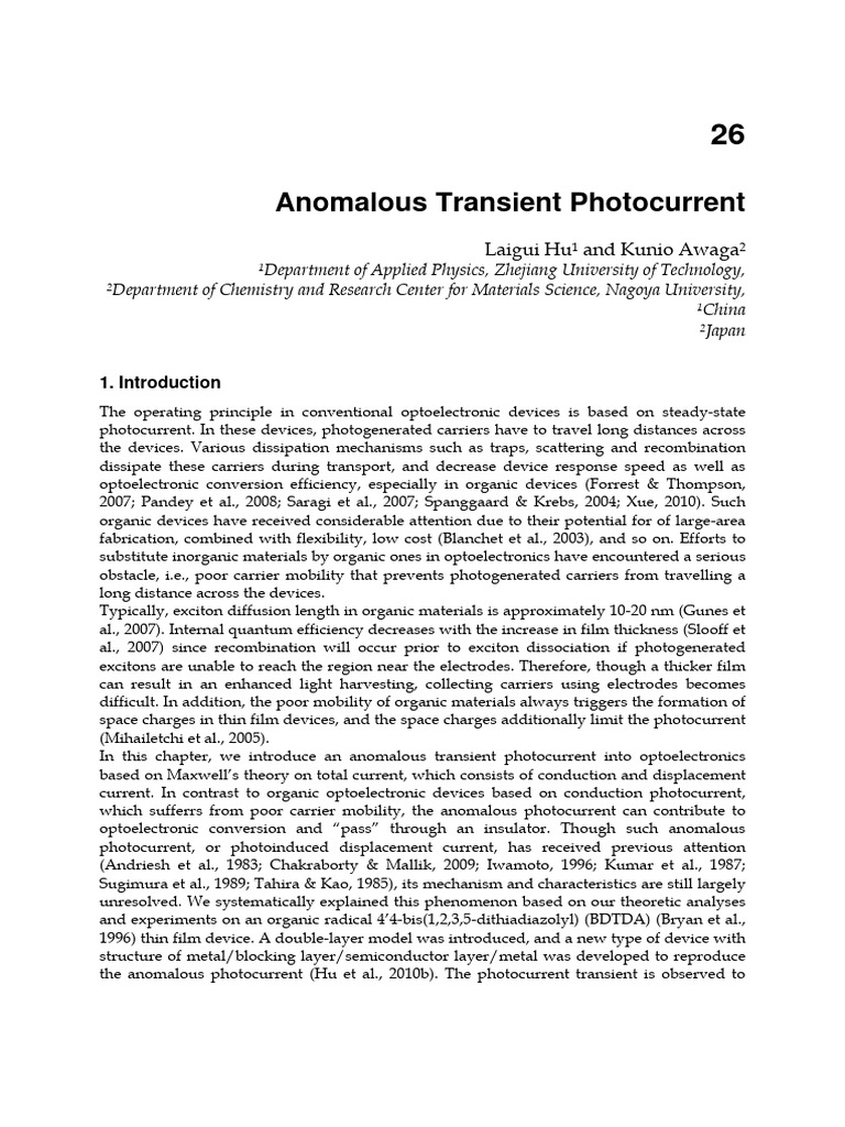 InTech-Anomalous Transient Photocurrent | PDF | Molecular Orbital ...
