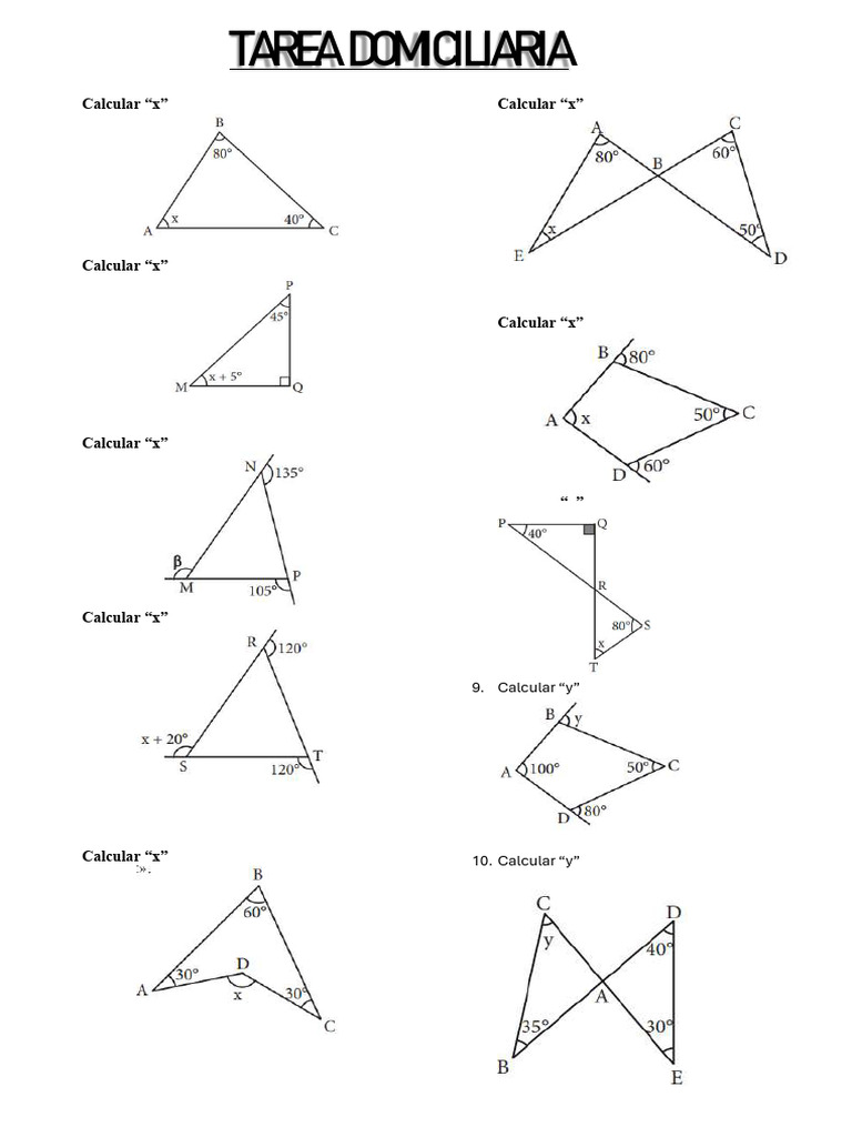 Tarea Domiciliaria - Geo - Triángulos | PDF