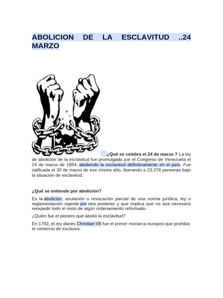 ABOLICION DE LA ESCLAVITUD | PDF