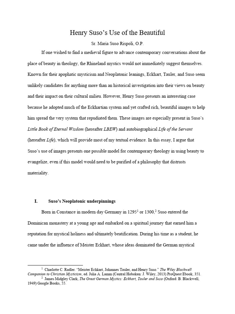 Henry Susos Use of The Beautiful | PDF | Mysticism | Christian Mysticism