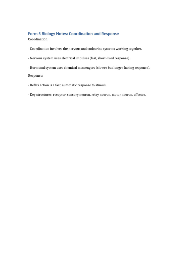 Form5 Biology Coordination and Response | PDF