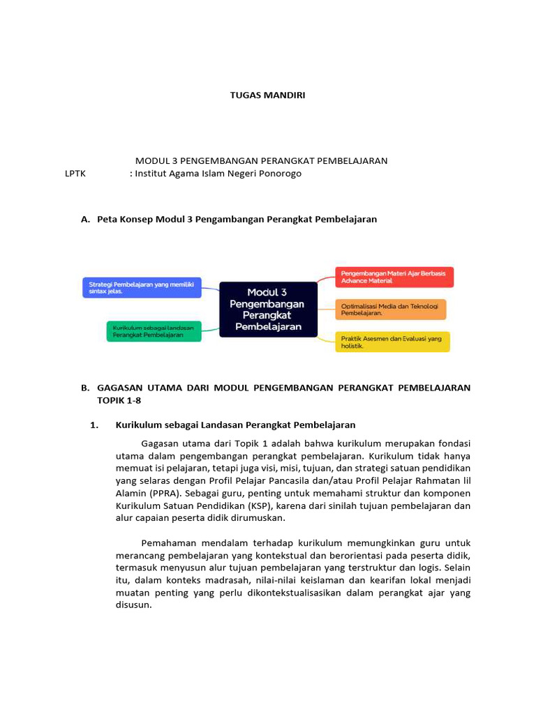 Tugas Mandiri - Modul 3 Pengembangan Perangkat Pembelajaran (Dwi Cahyo Nugroho) | PDF