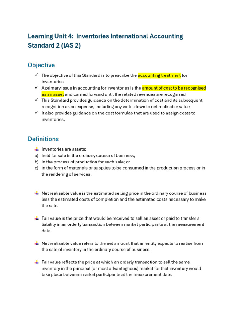 Learning Unit 4 - Inventories (IAS 2) | PDF | Inventory | Fair Value