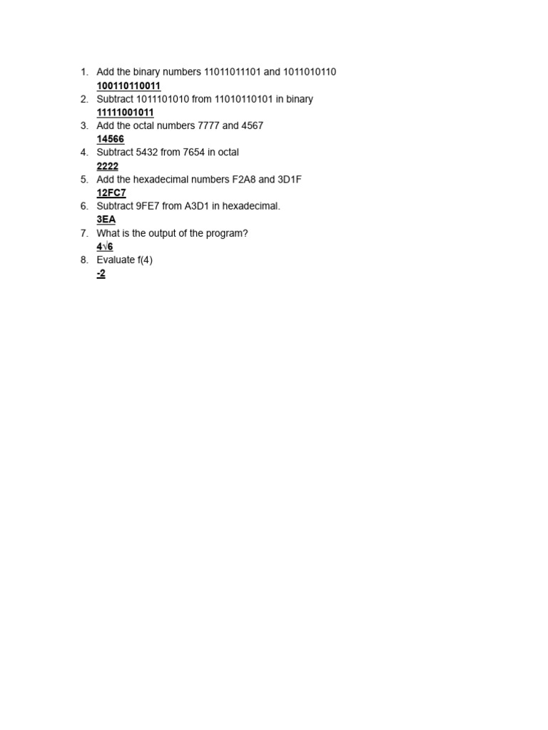 ACSL Contest 1 Homework #4 | PDF