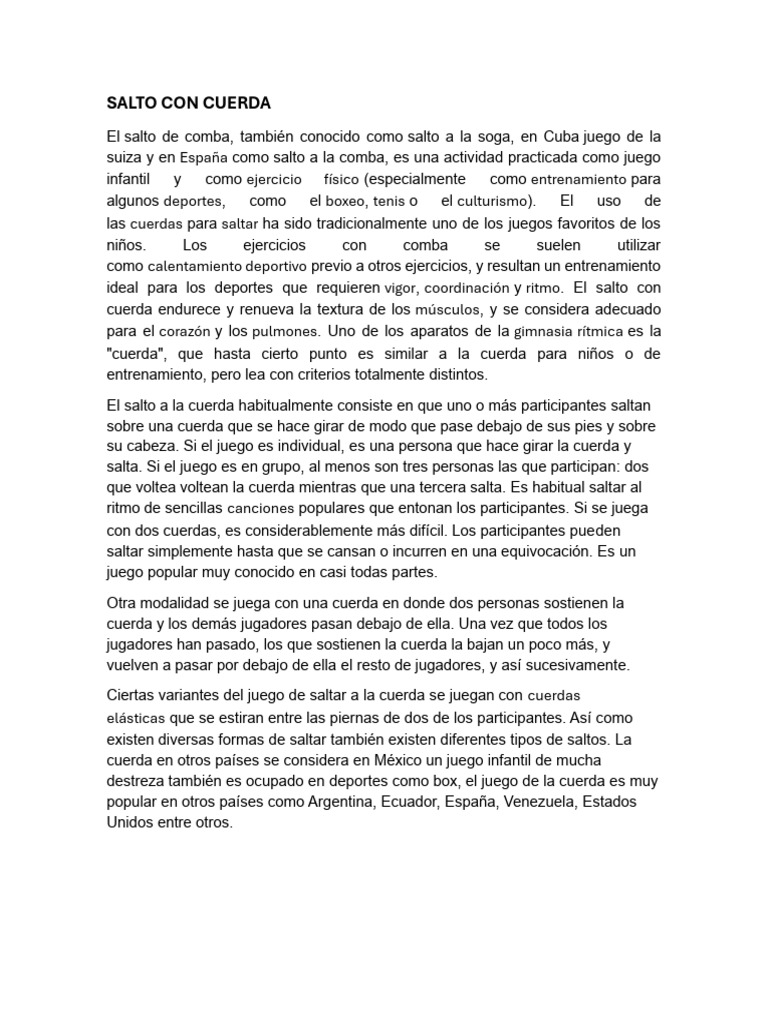 SALTO CON CUERDA | PDF | Ejercicio físico | Deportes atléticos