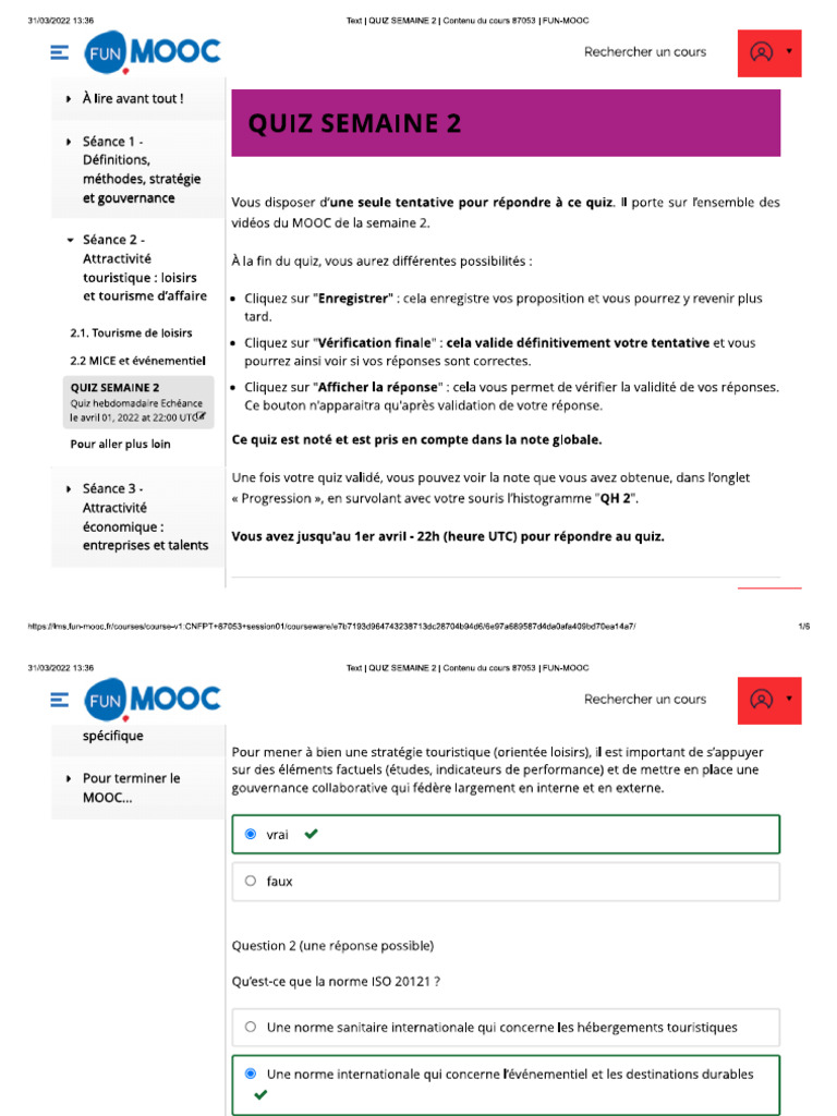 Text - QUIZ SEMAINE 2 - Contenu Du Cours 87053 - FUN-MOOC | PDF