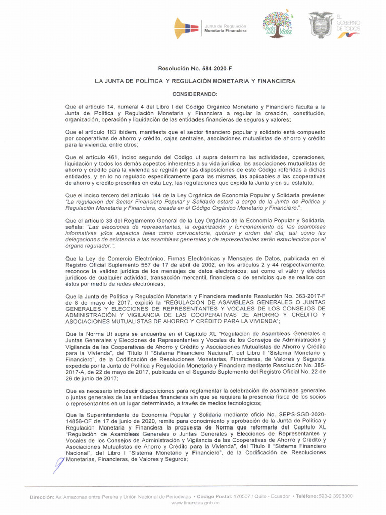 584-2020-F - Asambleas Virtuales | PDF | Cooperativa | Sector privado