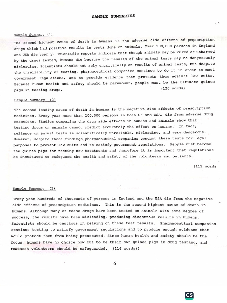 Sample Summaries - Drugs | PDF