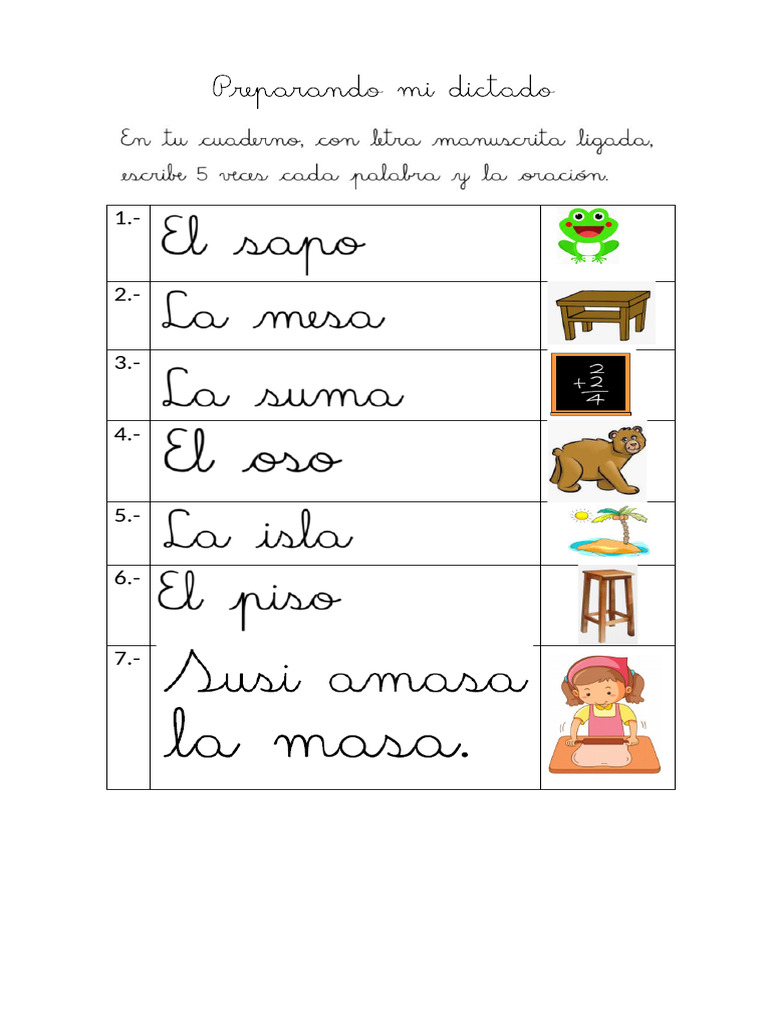 Preparando Mi Dictado Letra S | PDF