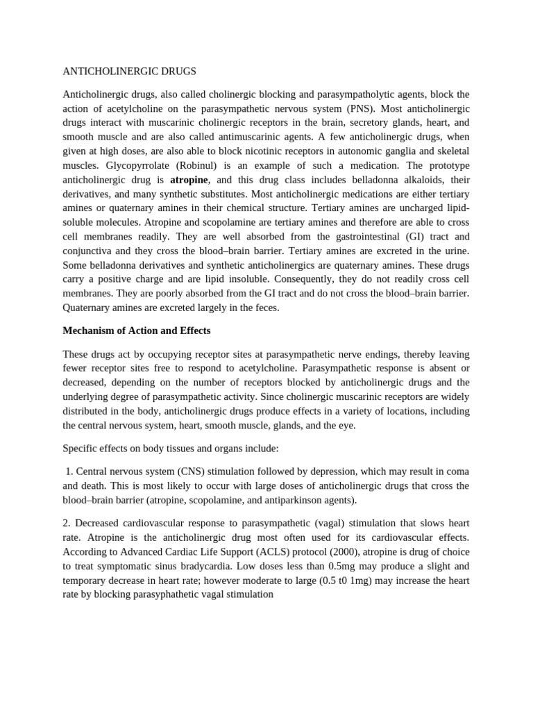 ANTICHOLINERGIC DRUGS PCL 302 | PDF | Acetylcholine | Urinary Incontinence