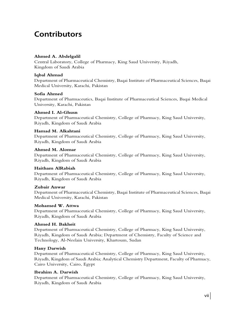 Contributors - 2023 - Profiles of Drug Substances Excipients and ...