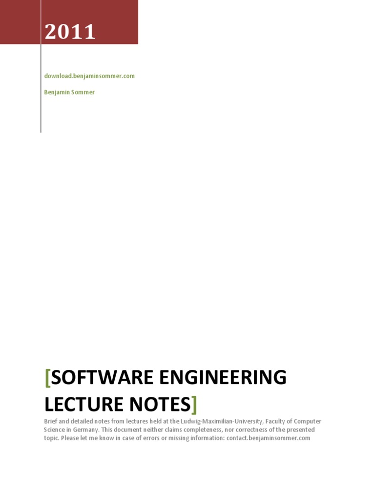 Software Engineering Lecture Notes Pdf Software Development Process Agile Software 