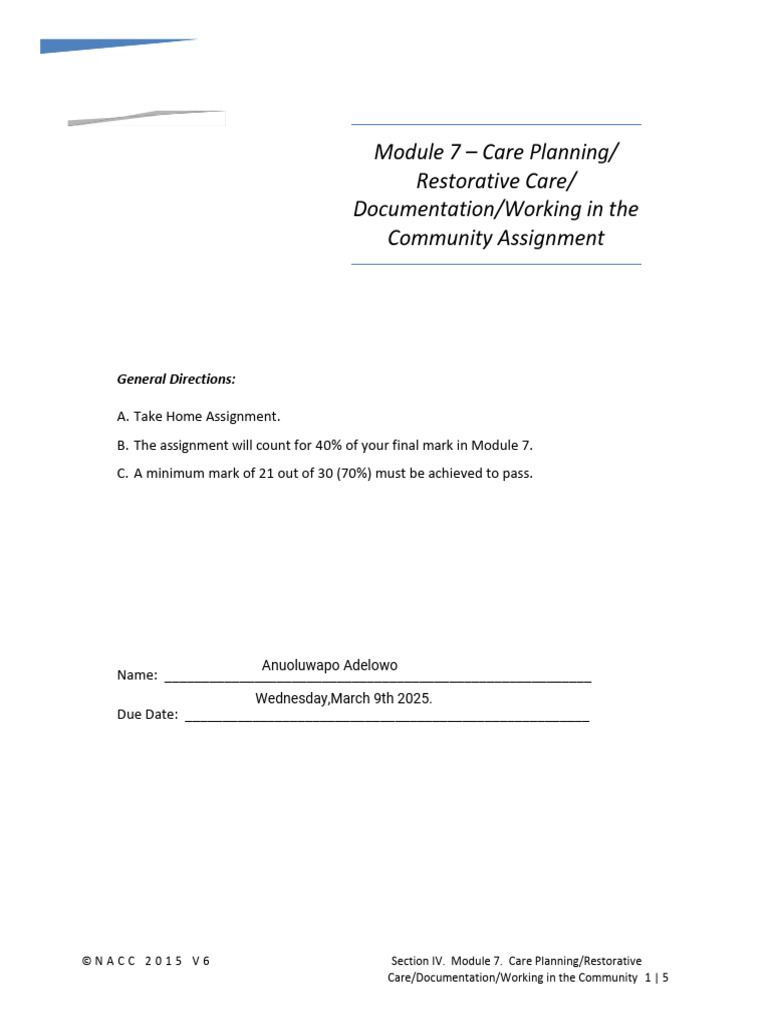 IV-8 Assigmt - Module 7 Care Planning | PDF