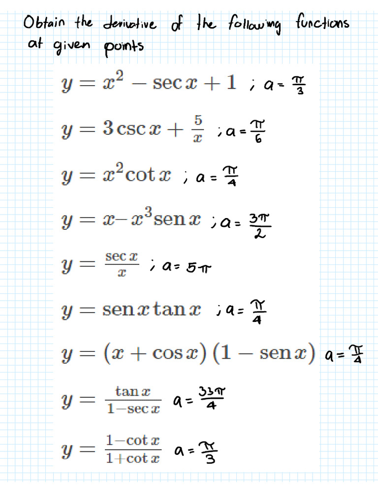 Trig derivatives | PDF