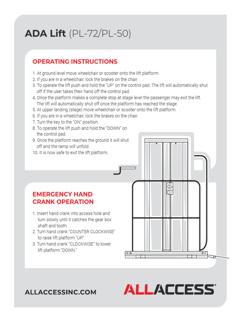 ADA Lift Operating Instructions | PDF