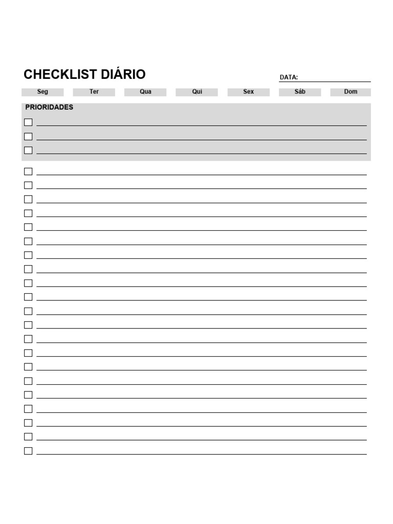 Checklist Diario Modelo 1 | PDF