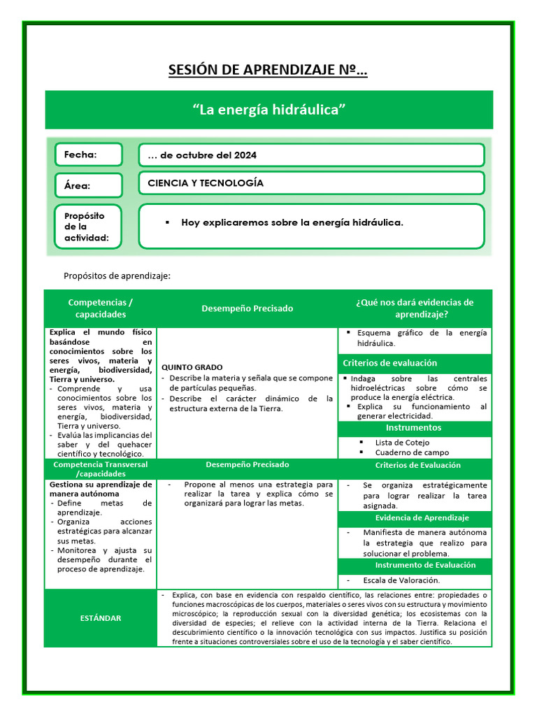 25 de Octubre - Ciencia - Quinto Grado | PDF | Hidroelectricidad ...