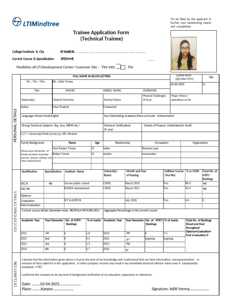 Trainee Application Form | PDF | Educational Stages | Qualifications