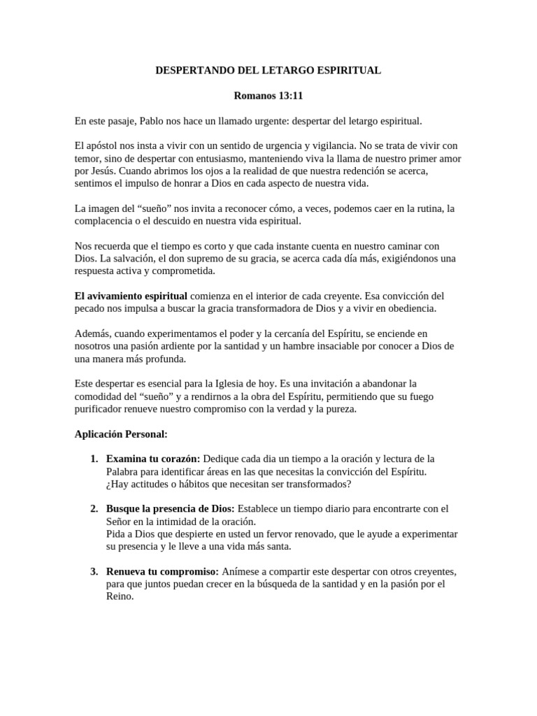 Despertar del Letargo Espiritual | PDF