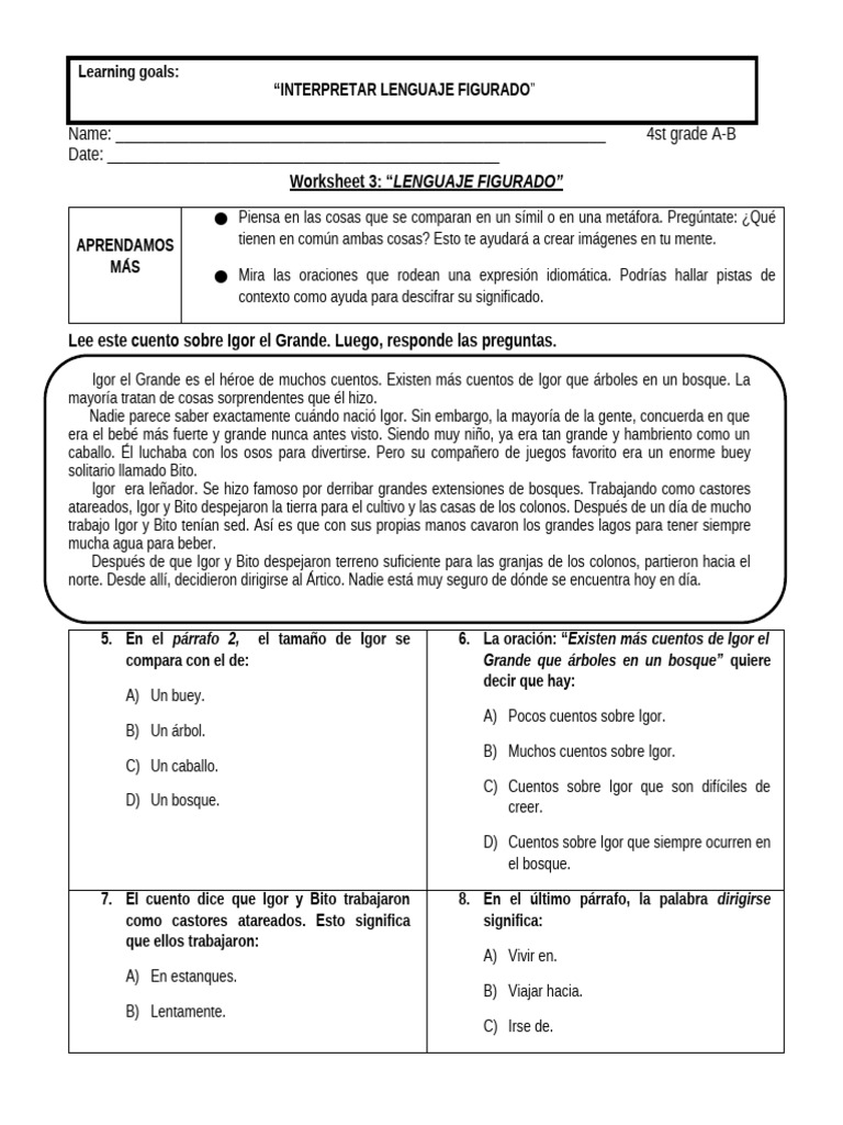 Guía N°3 Lenguaje Figurado | PDF