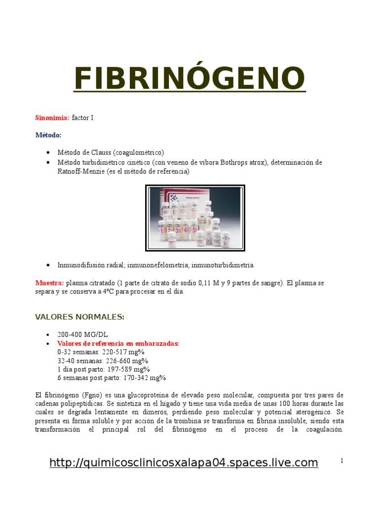 FibrinÓgeno | PDF | Coagulación | Especialidades Medicas