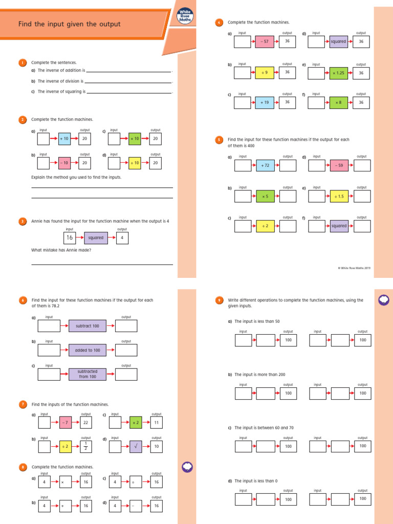 Y7 Autumn Block 2 WO2 Find The Input Given The Output 2019 | PDF | Computer Engineering