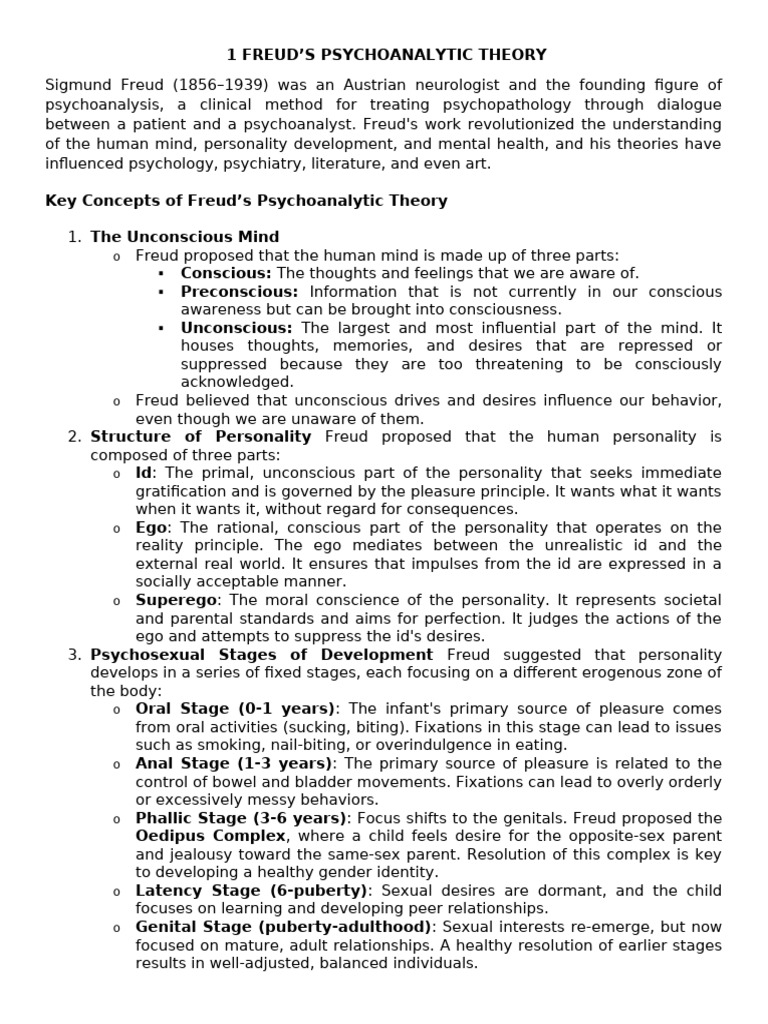 1 Freud Psychoanalytic Theory | PDF | Psychoanalysis | Sigmund Freud
