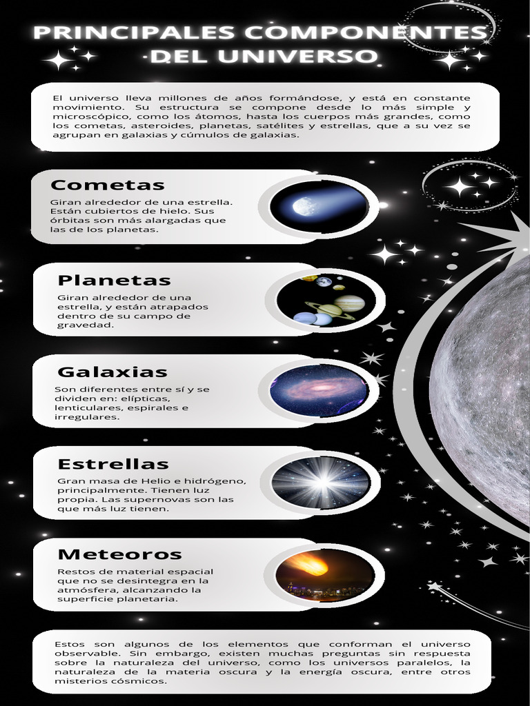 Infografía Principales Componentes Del Universo Ilustrativa Gris y ...