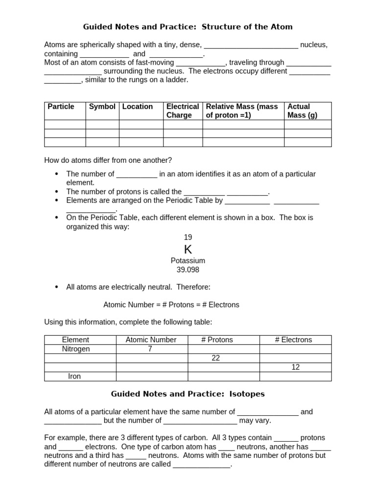 Notes_Organizer_Structure_of_the_Atom_and_Isotopes | PDF | Atoms | Isotope