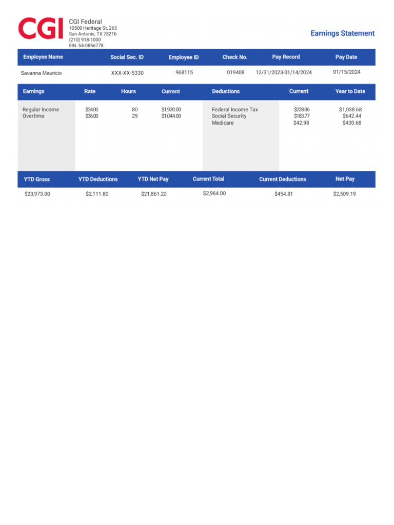 CGU PAYCHECK STUB | PDF
