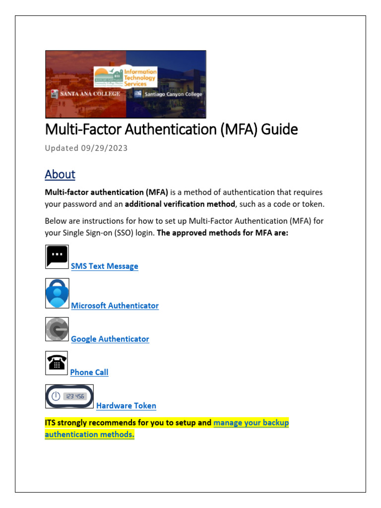Multi-Factor Authentication (MFA) Guide | PDF | Mobile App | Qr Code